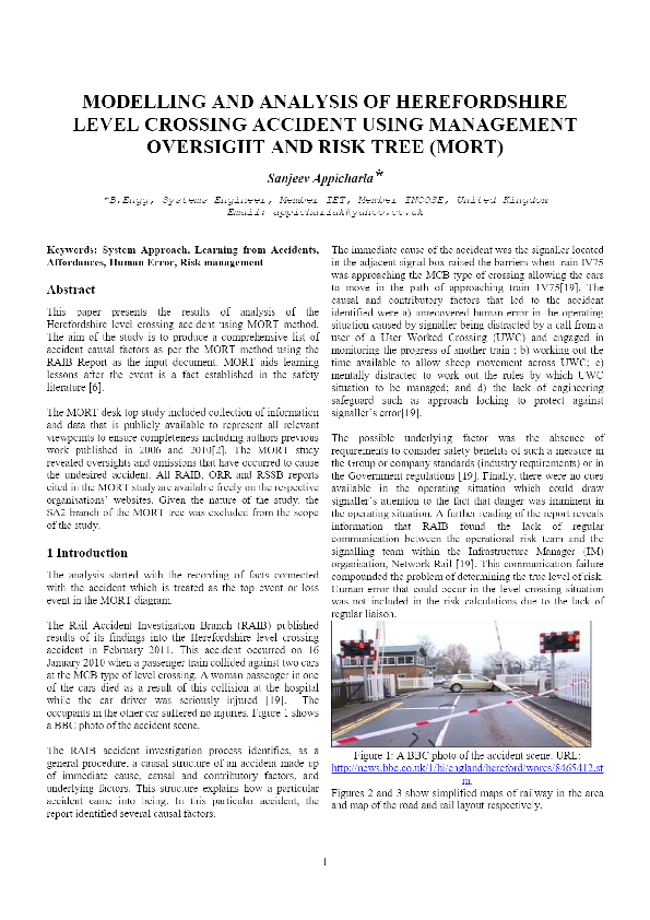 (PDF) Modelling and analysis of Herefordshire level crossing accident ...