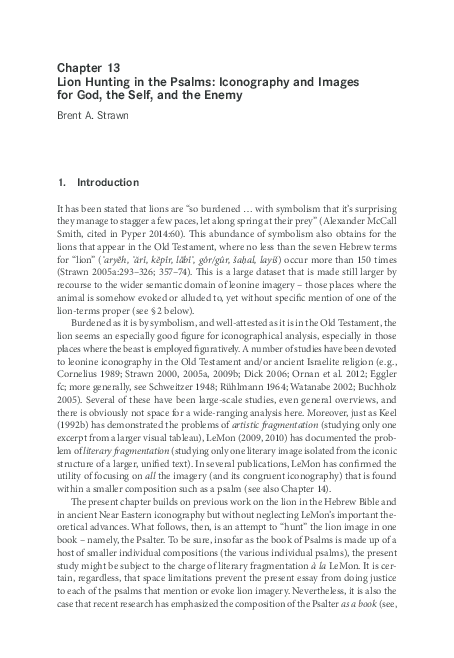 (PDF) Chapter 13. Lion Hunting in the Psalms: Iconography and Images ...