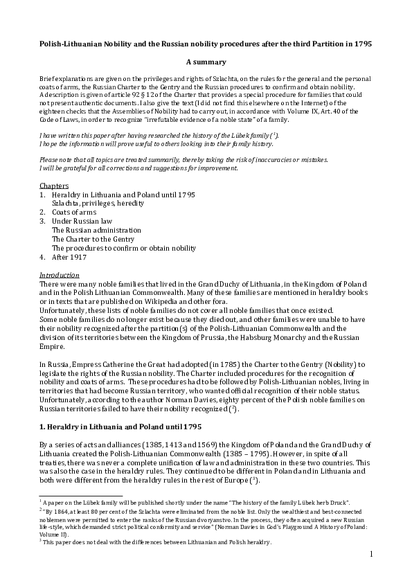 (DOC) Polish-Lithuanian Nobility and the Russian nobility procedures ...