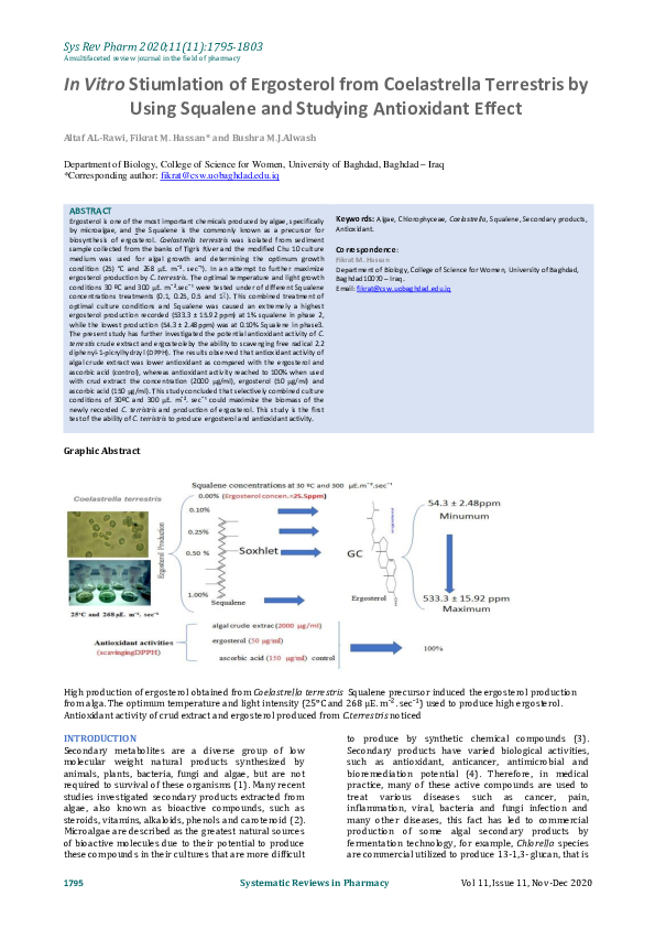 (PDF) In Vitro Stiumlation of Ergosterol from Coelastrella Terrestris ...