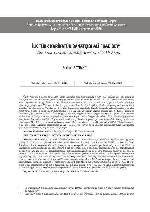 (PDF) İlk Türk Karikatür Sanatçısı Ali Fuad Bey (The First Turkish ...