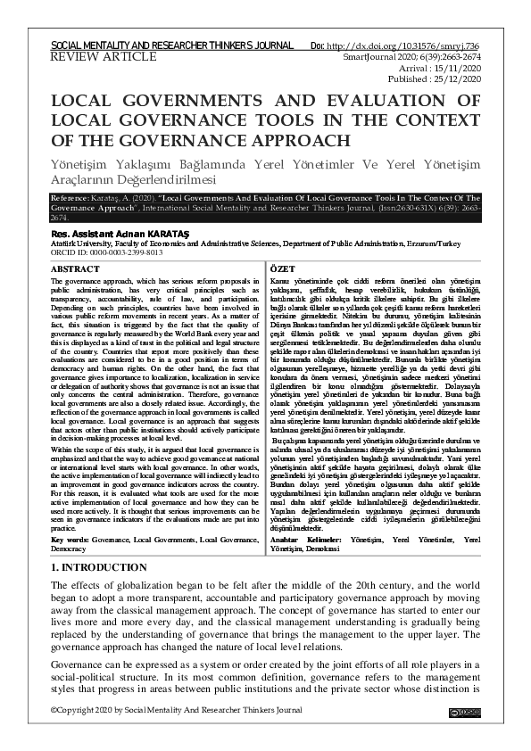 (PDF) Local Governments and Evaluation of Local Governance Tools in The ...
