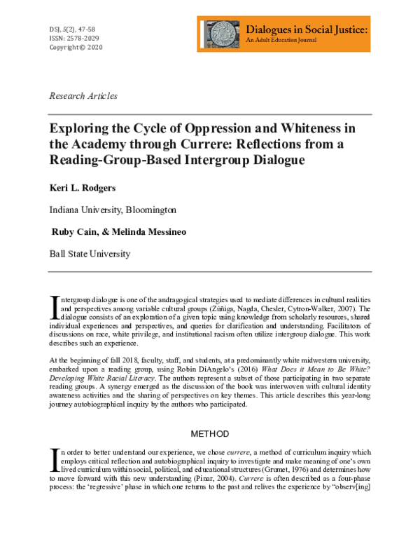 (PDF) Exploring the Cycle of Oppression and Whiteness in the Academy ...