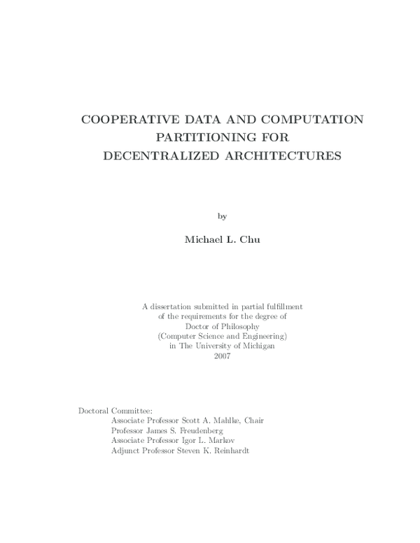 (PDF) Cooperative Data and Computation Partitioning for Decentralized Architectures | Scott ...