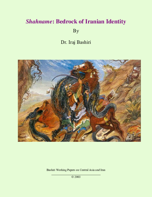 (PDF) Shahname: Bedrock of Iranian Identity