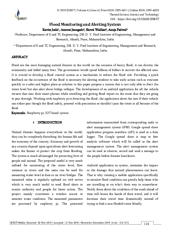 (PDF) Flood Monitoring and Alerting System