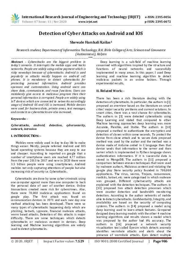 (PDF) IRJET- Detection of Cyber Attacks on Android and IOS