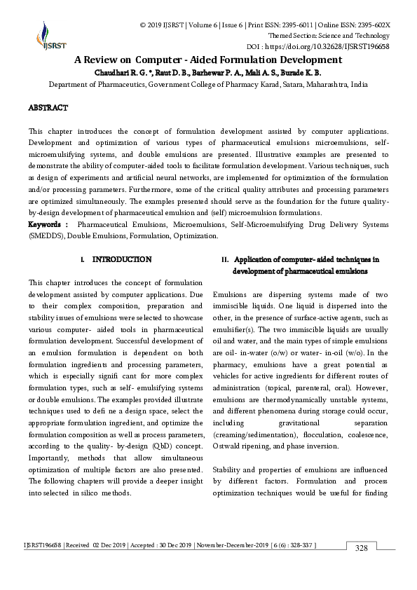(PDF) A Review on Computer - Aided Formulation Development ...