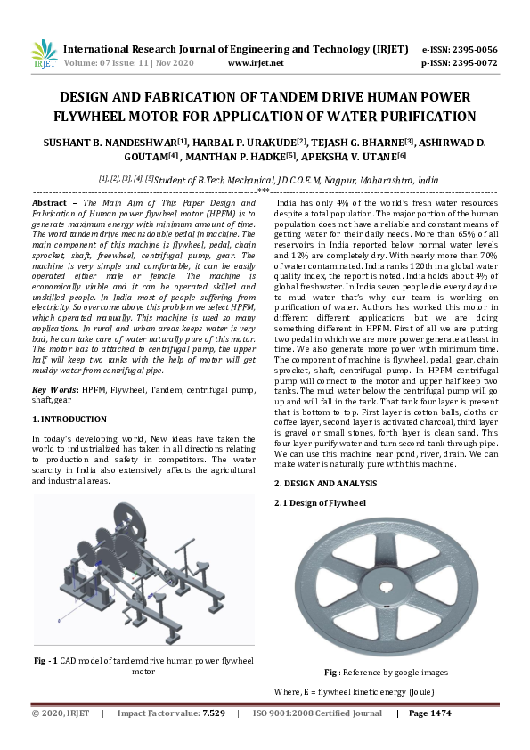 (PDF) IRJET- DESIGN AND FABRICATION OF TANDEM DRIVE HUMAN POWER ...