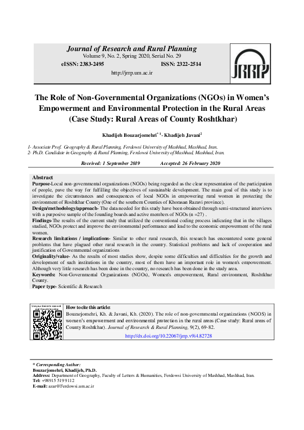 (PDF) The Role of Non-Governmental Organizations (NGOs) in Women’s ...