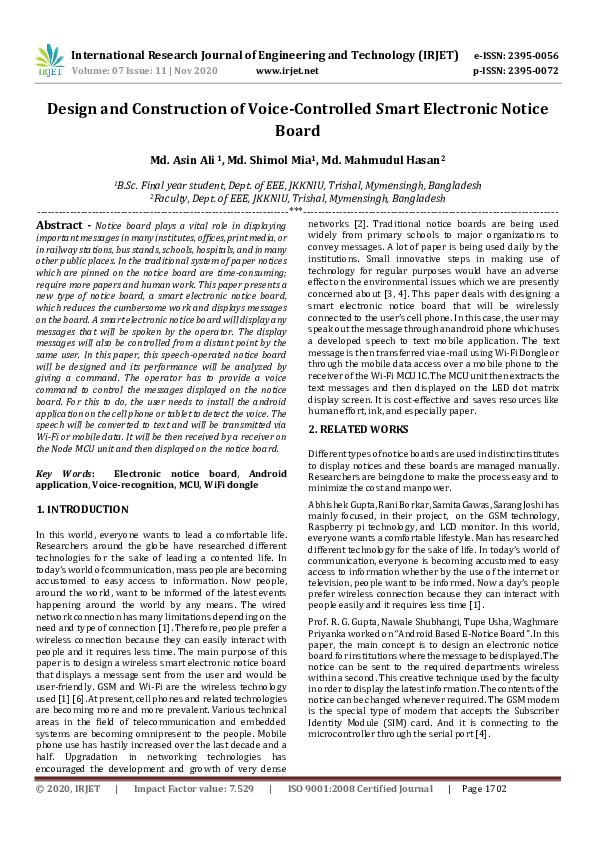 (PDF) IRJET- Design and Construction of Voice-Controlled Smart ...