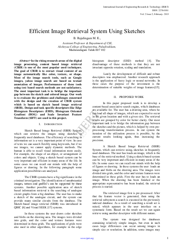 Pdf Sketch Based Image Retrieval System 