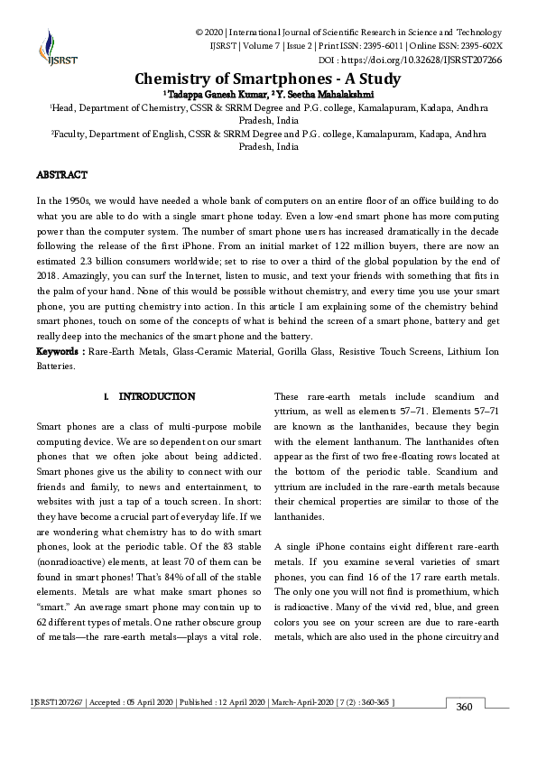 (PDF) Chemistry of Smartphones - A Study