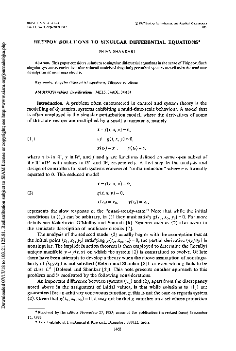 (PDF) Filippov Solutions to Singular Differential Equations