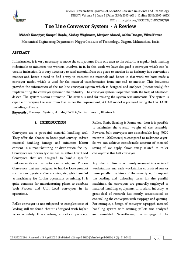 (PDF) Toe Line Conveyor System - A Review