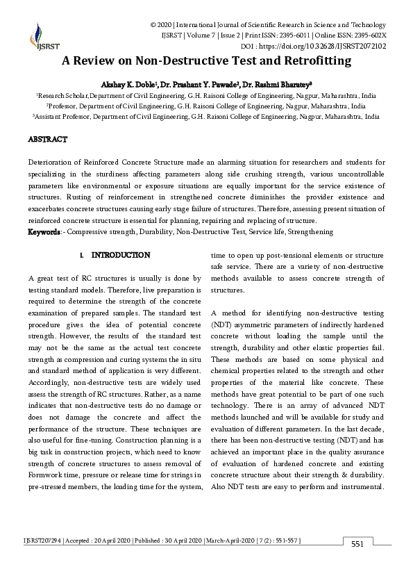 (PDF) A Review On Non-Destructive Test And Retrofitting