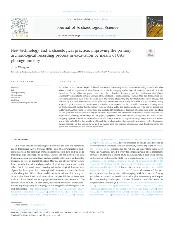 (PDF) New technology and archaeological practice. Improving the primary ...