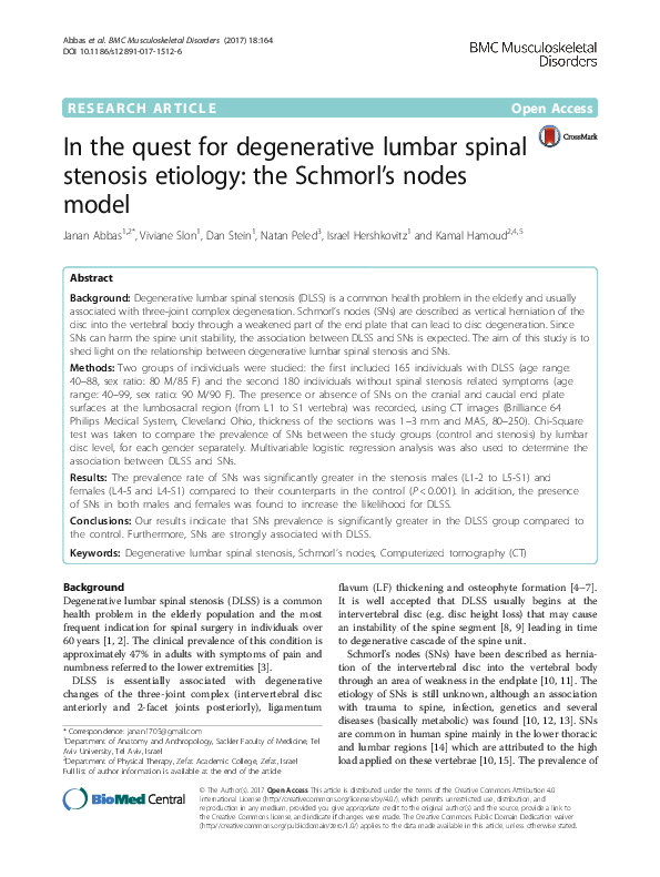 (PDF) In the quest for degenerative lumbar spinal stenosis etiology ...