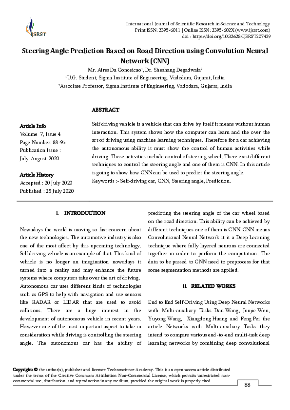 (PDF) Steering Angle Prediction Based on Road Direction using Convolution Neural Network (CNN)