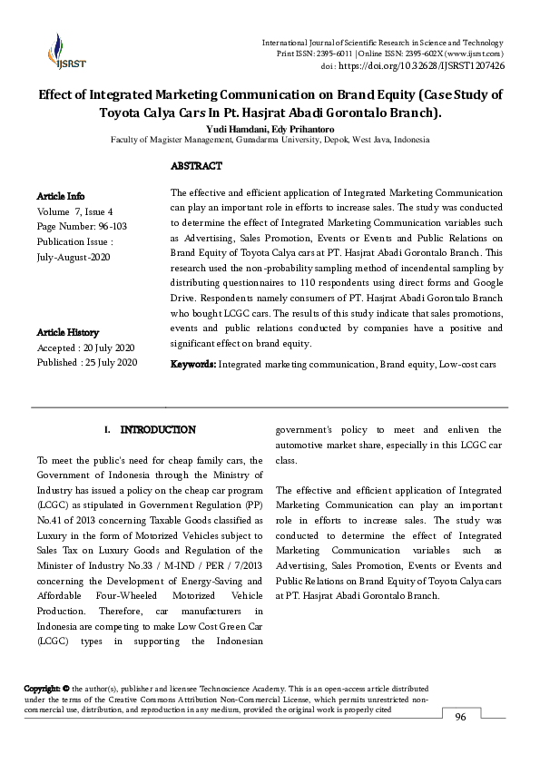 (PDF) Effect of Integrated Marketing Communication on Brand Equity ...