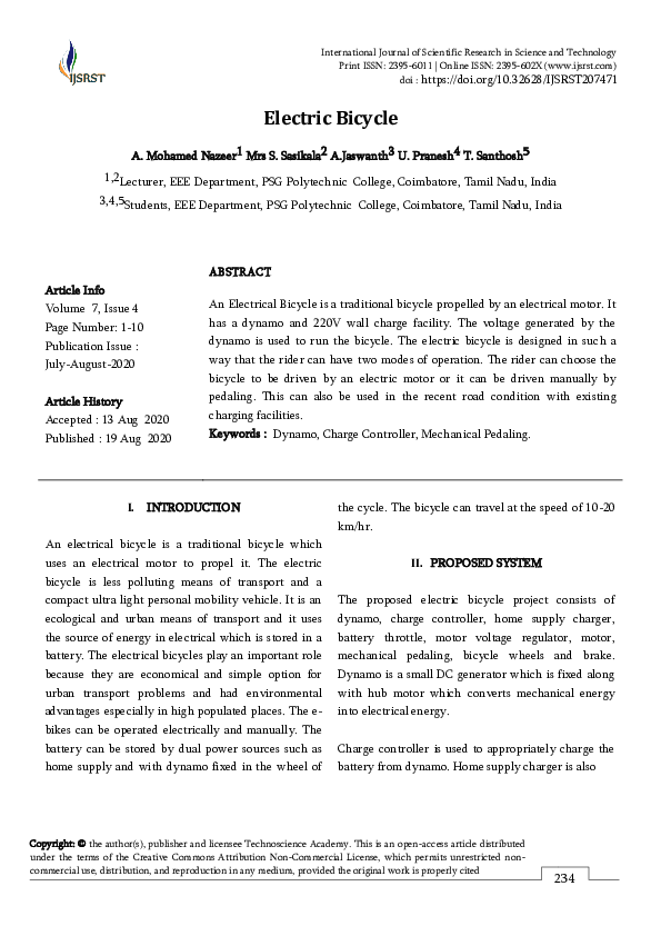 (PDF) Electric Bicycle