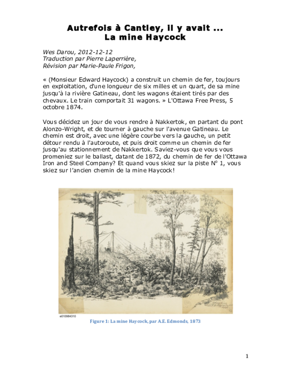 (PDF) Autrefois à Cantley, il y avait ... La mine Haycock