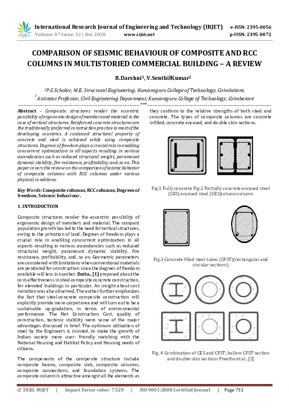 (PDF) IRJET- COMPARISON OF SEISMIC BEHAVIOUR OF COMPOSITE AND RCC COLUMNS IN MULTISTORIED ...