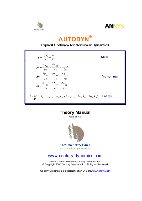 (PDF) AUTODYN ® Explicit Software for Nonlinear Dynamics