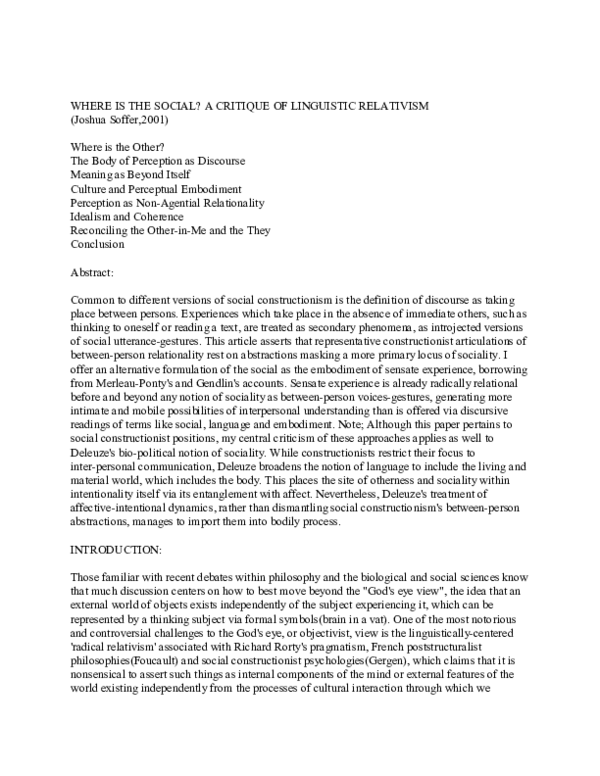 (PDF) Embodied Perception: Redefining the Social