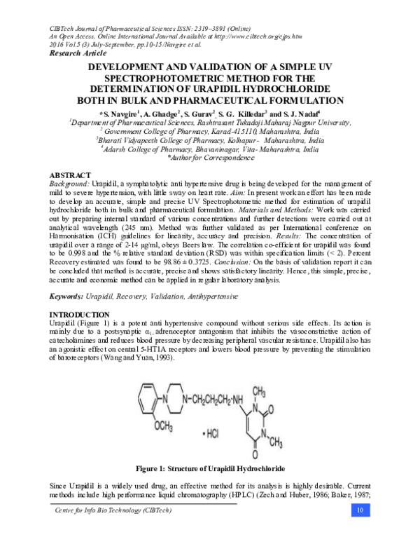 Pdf Development And Validation Of A Simple Uv Spectrophotometric