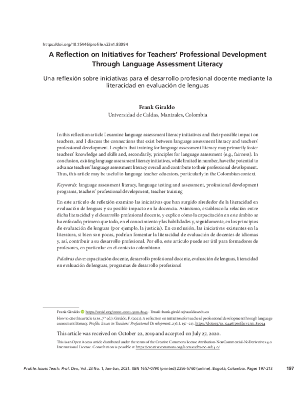 (PDF) A Reflection on Initiatives for Teachers' Professional ...
