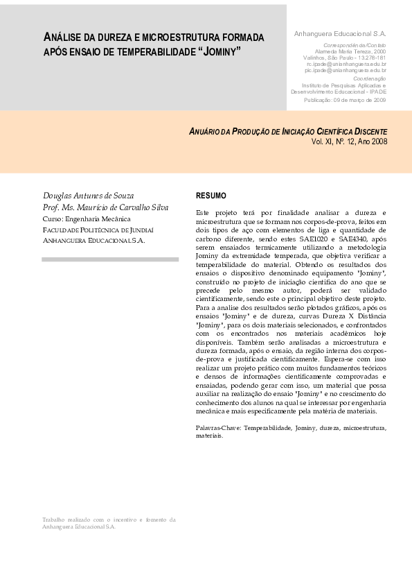 (PDF) ANÁLISE DA DUREZA E MICROESTRUTURA FORMADA APÓS ENSAIO DE ...