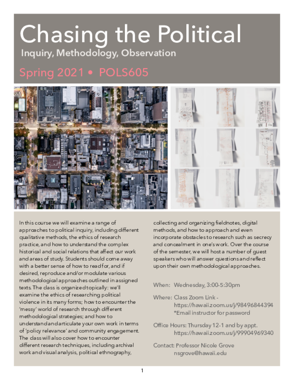 (PDF) Chasing the Political: Inquiry, Methodology, Observation ...