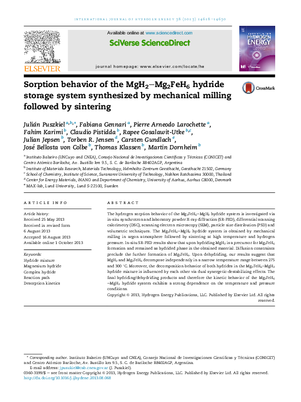 (PDF) Sorption behavior of the MgH2-Mg2FeH6 hydride storage system ...