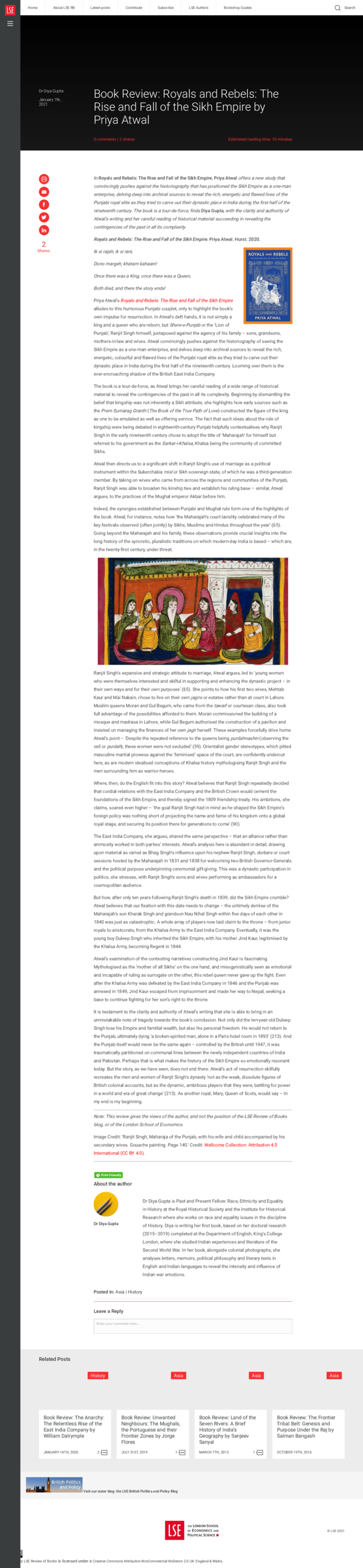 (PDF) Book review of Priya Atwal's 'Royals and Rebels'