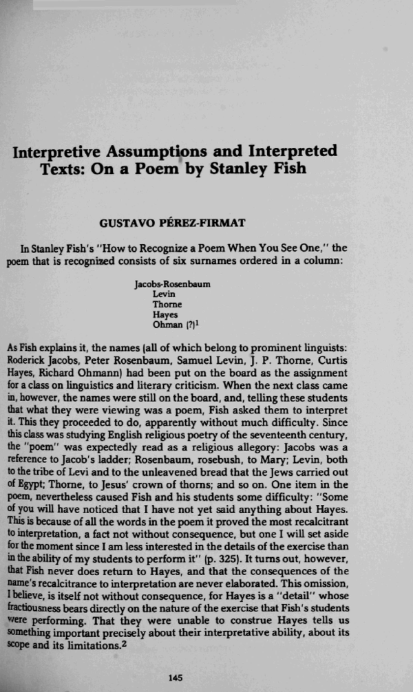 (PDF) "Interpretive Assumptions and Interpreted Texts: On a Poem by ...