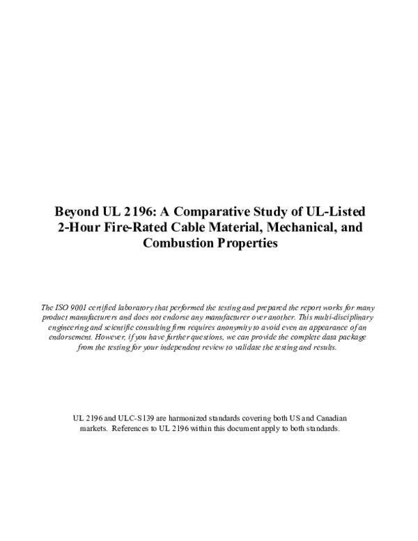 (PDF) Beyond UL 2196: A Comparative Study of UL-Listed 2-Hour Fire ...