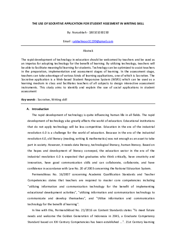 (PDF) THE USE OF SOCRATIVE APPLICATION FOR STUDENT ASSESMENT IN WRITING ...