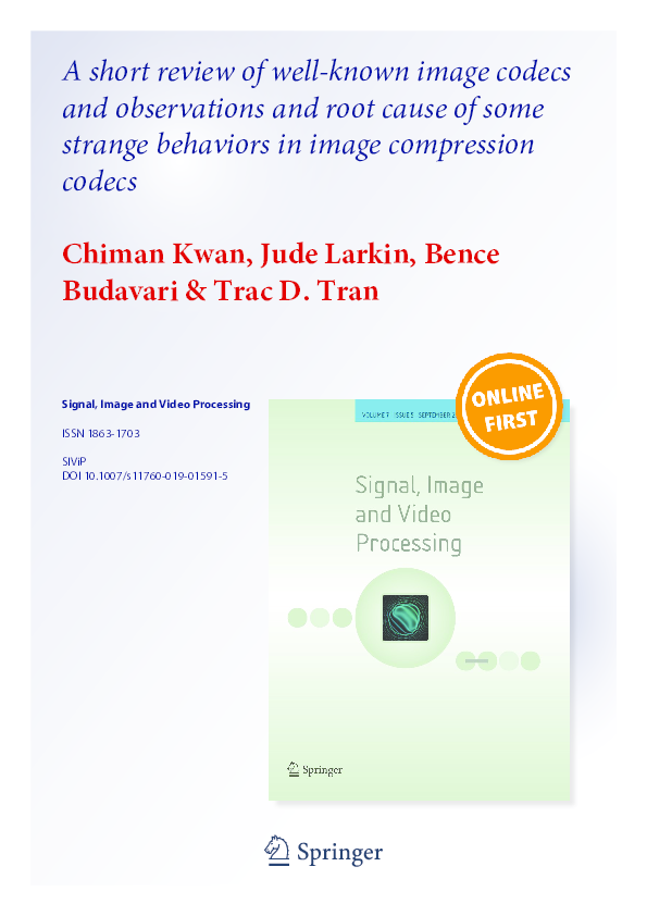 (PDF) A short review of well-known image codecs and observations and ...