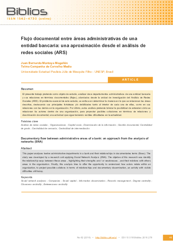(PDF) Flujo documental entre áreas administrativas de una entidad bancaria: una aproximación ...