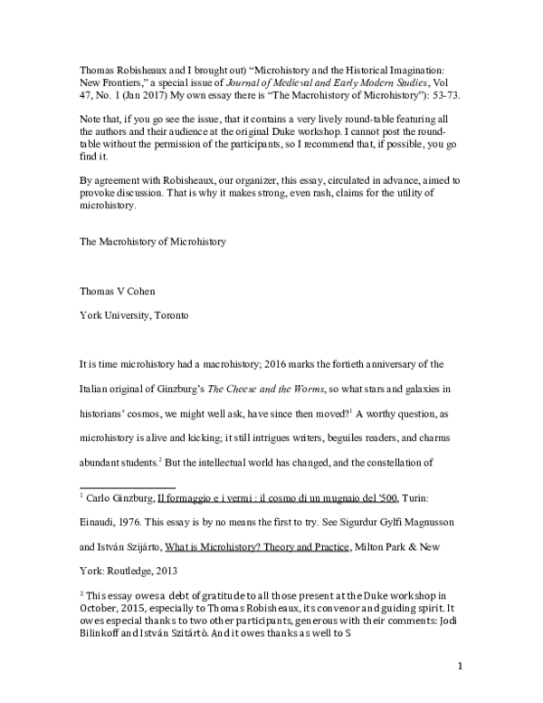 (DOC) The Macrohistory of Microhistory
