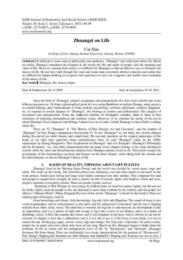 (PDF) Zhuangzi on Life