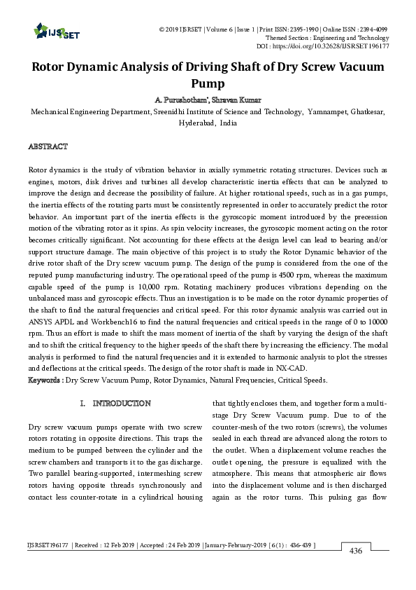 (PDF) Rotor Dynamic Analysis of Driving Shaft of Dry Screw Vacuum Pump