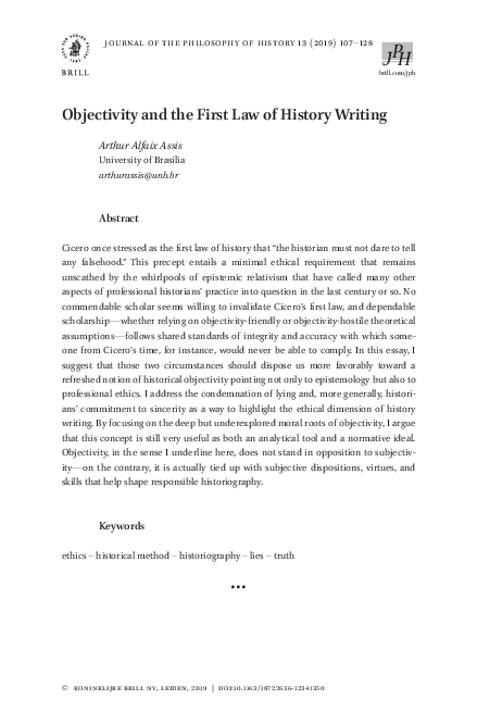 (PDF) Objectivity and the First Law of History Writing