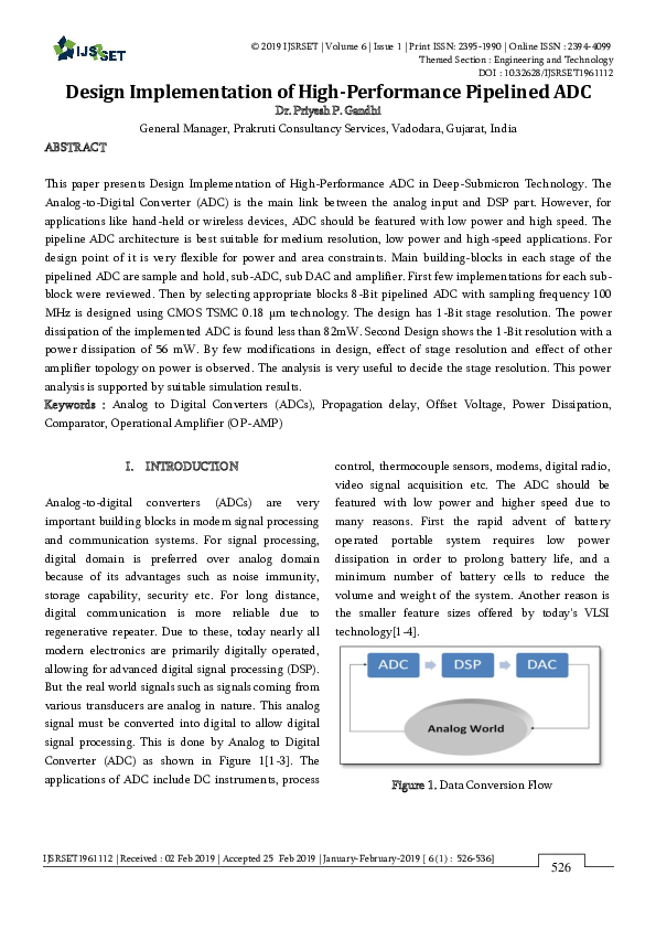 (PDF) Design Implementation of High-Performance Pipelined ADC
