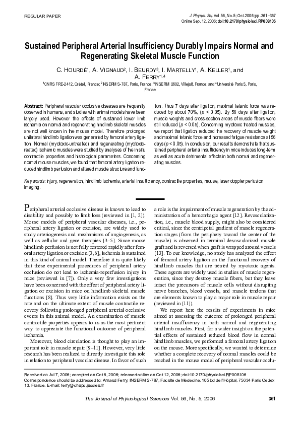 (PDF) Sustained Peripheral Arterial Insufficiency Durably Impairs ...