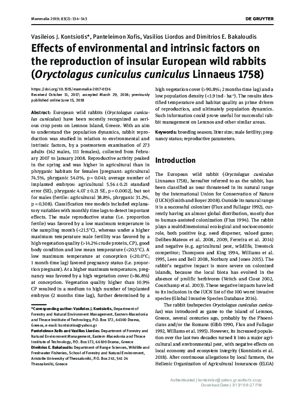 (PDF) Effects of environmental and intrinsic factors on the ...