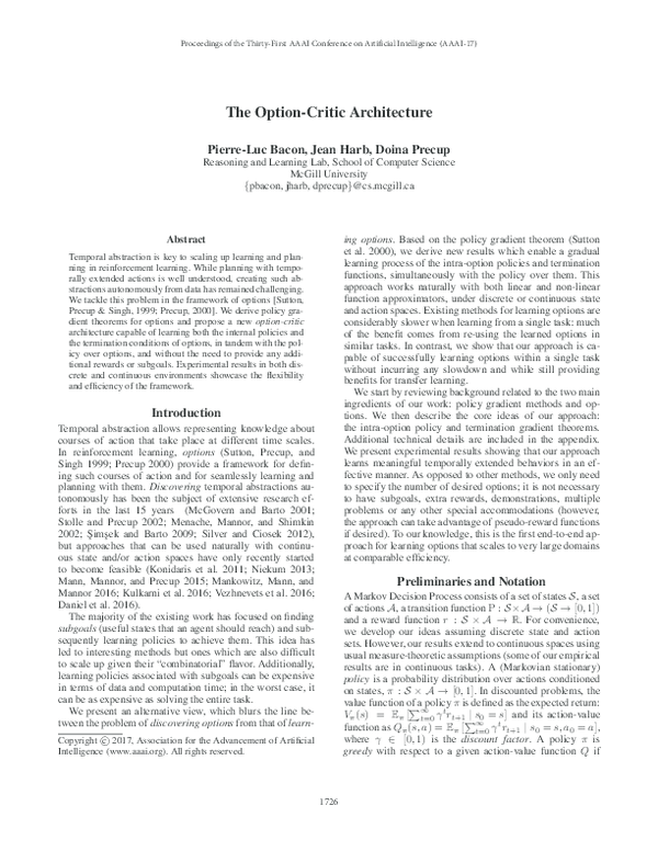 (PDF) The Option-Critic Architecture
