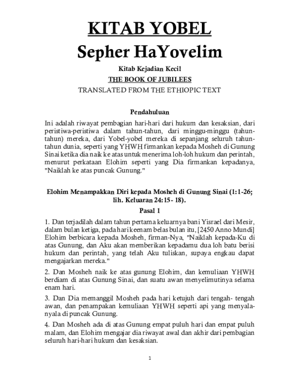 (PDF) KITAB YOBEL Sepher HaYovelim