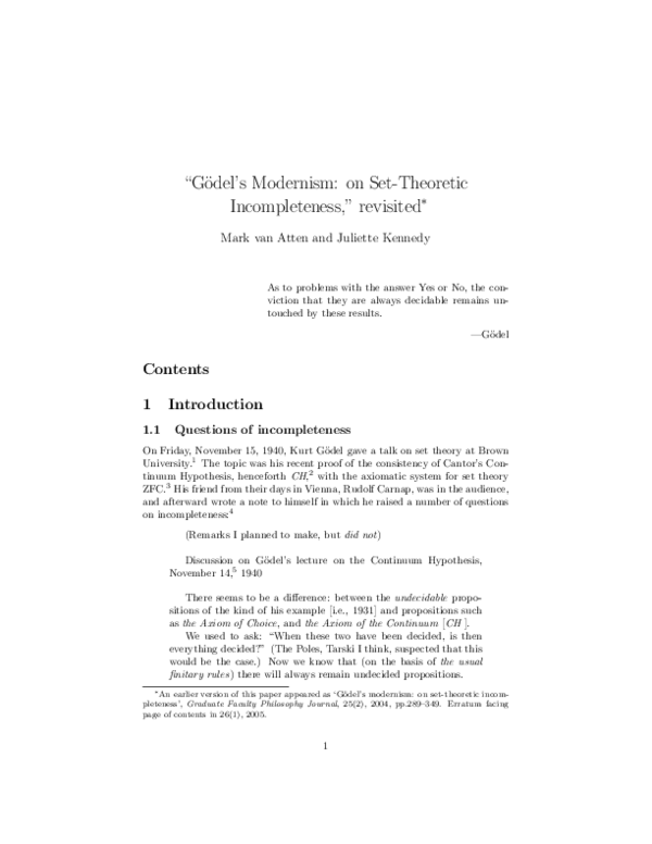 (PDF) "Gödel's Modernism: on Set-Theoretic Incompleteness," revisited ...